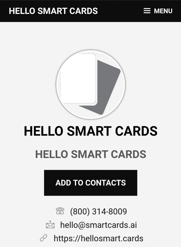 Custom Contact Profile | Hello Smart Cards